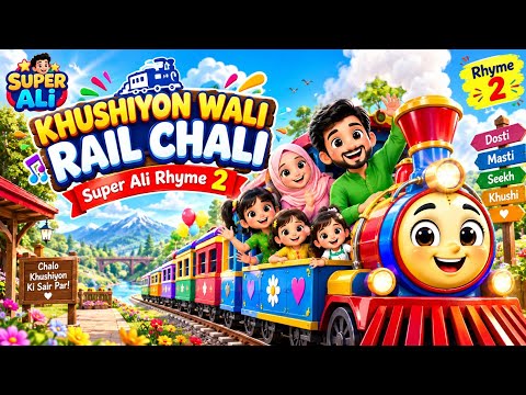 Khushiyon Wali Rail Chali 🚂🌈 | Super Ali Rhyme 2 | Kids Urdu Cartoon Song | New Kids Rhyme