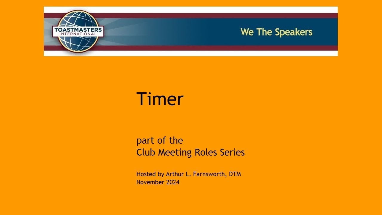 Timer club meeting role - YouTube
