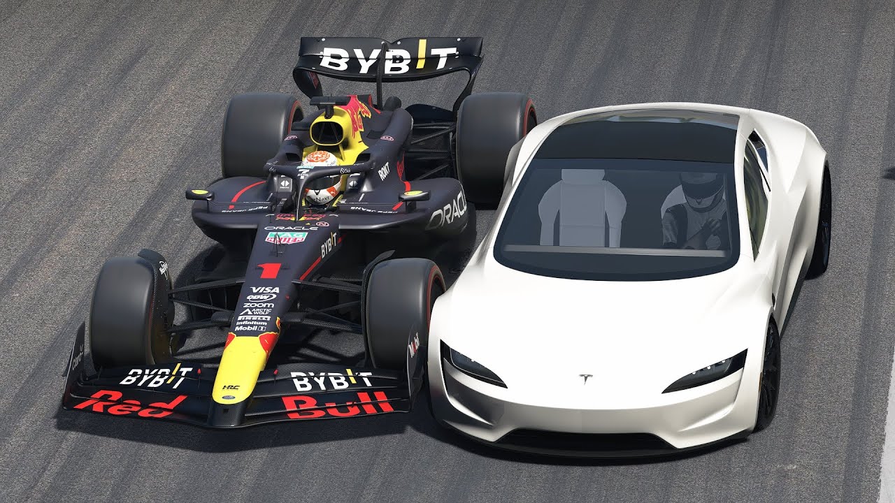 Red Bull F1 2024 vs Tesla Roadster - Monza - YouTube