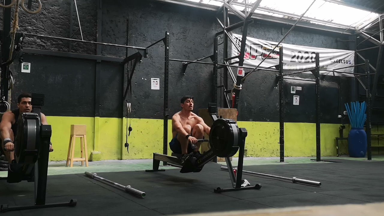 jackie 1000 mts row 50 thruster 45 lib 30 pull ups - YouTube