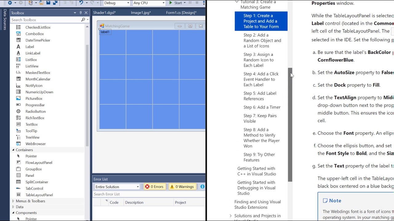 C 5 Using Tablelayoutpanel On Forms Youtube