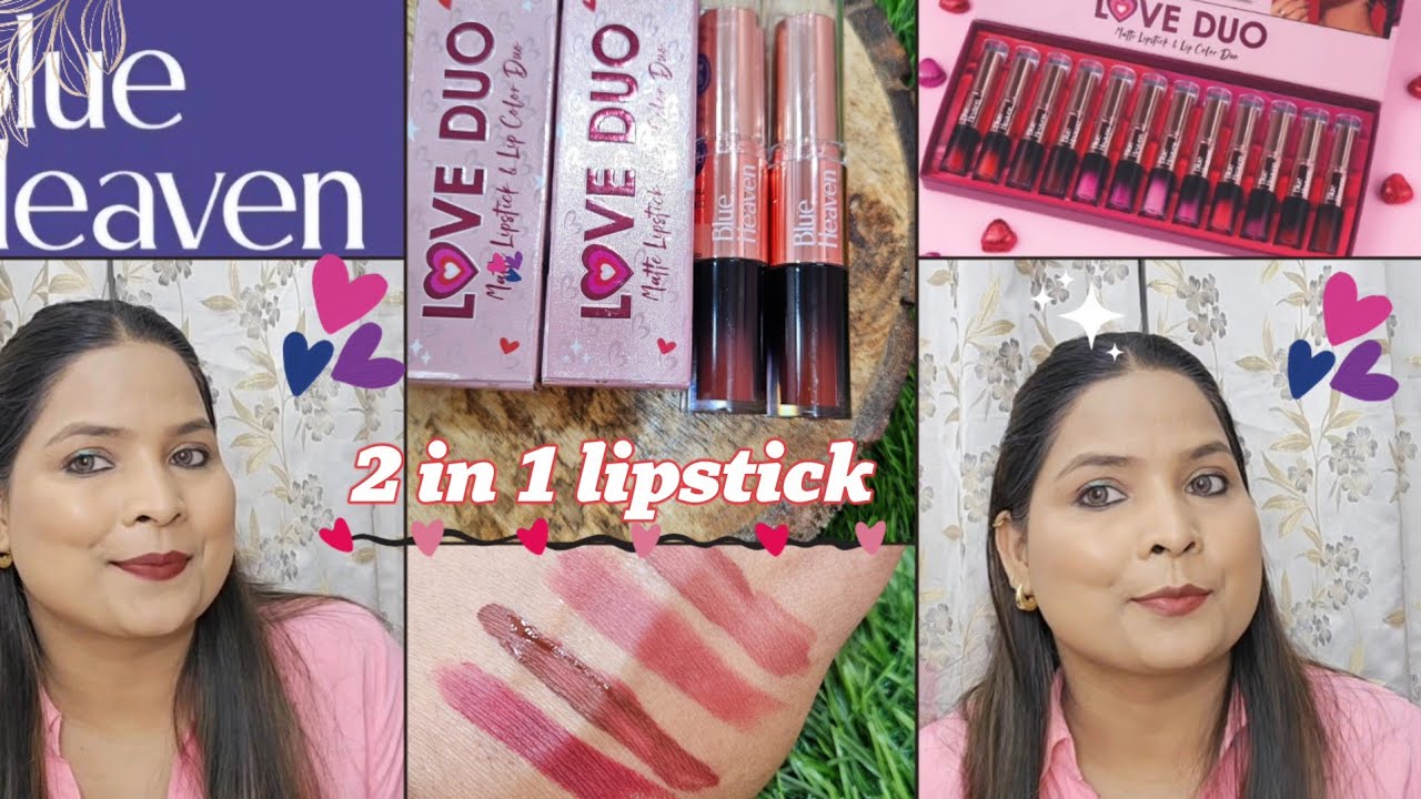 Blue Heaven 2 in 1 Lipstick Duo| Review & Swatches |Dual Sided Lipstick ...