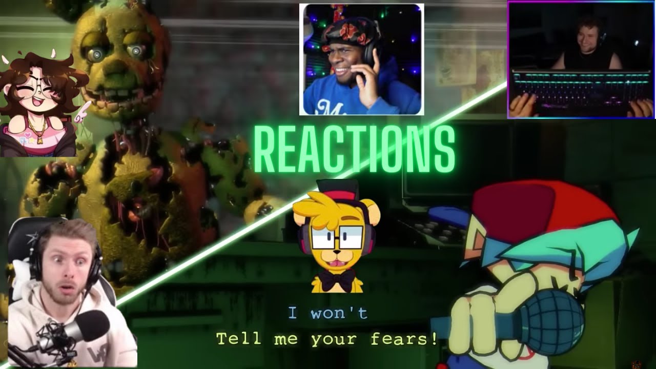 Youtubers Reactions To The Lyrics In FNF VS FNAF 3 - YouTube