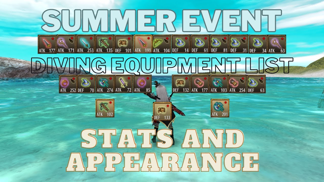 Toram Online: Summer Event | Diving Equipment List | Stats and ...