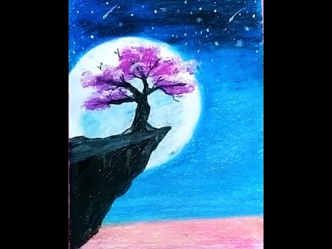 Kolay pastel boya manzara çalışması Sanat dersleri .Art lesson