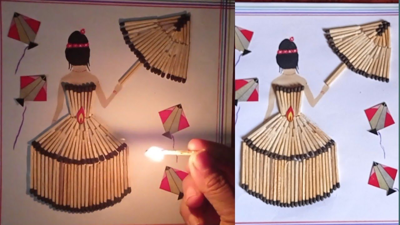 Match stick art and craft ideas / wall hanging decoration matchstick ...