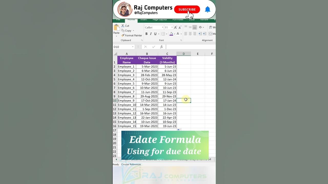 How to calculate due date in excel | Edate Formula | Raj Computers | Raj sir #shorts # ...
