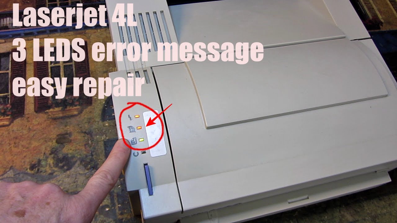 Laserjet 4L error message (3 LEDs on) quick repair - YouTube