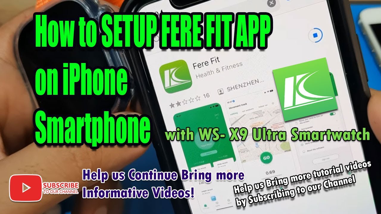 How to Setup Fere Fit App on iPhone with WS- X9 Ultra Smartwatch - YouTube