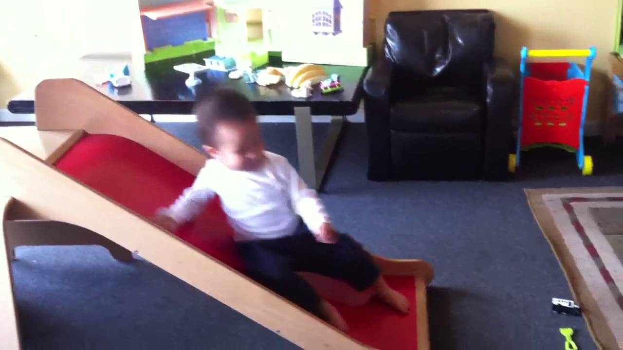 Walking up the slide with a toy car - YouTube