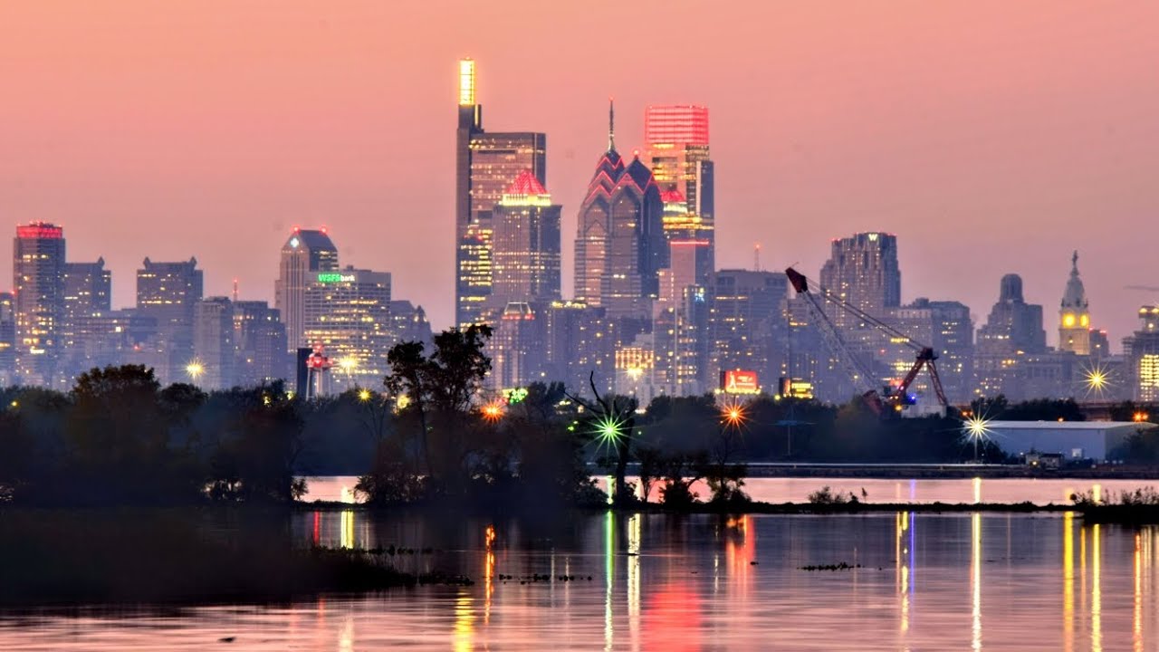 Philadelphia skyline from Westville, NJ at sunset 10/03/2023 - YouTube