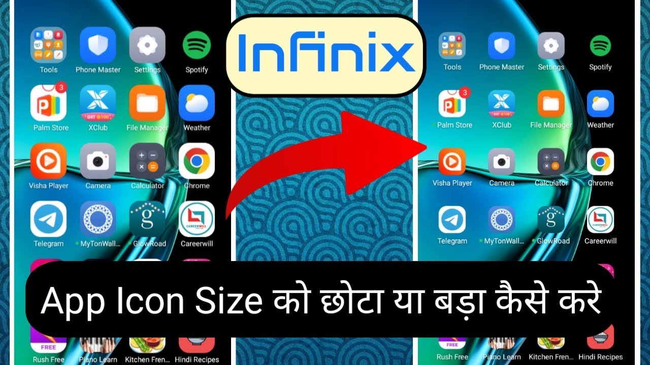 Infinix App Icon Size ko chota ya bara kaise kare - YouTube