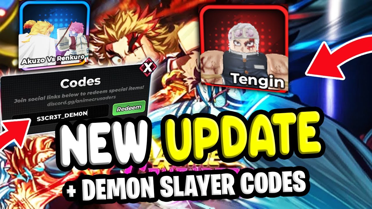 Anime Crusaders NEW UPDATE 1 DEMON SLAYER! (CODES, HOW TO GET AKUZO VS ...