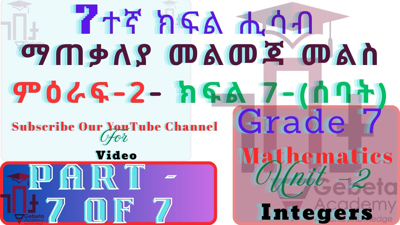 Grade 7 Mathematics Unit 2 Integers, Grade 7 Maths Unit 2 Review ...