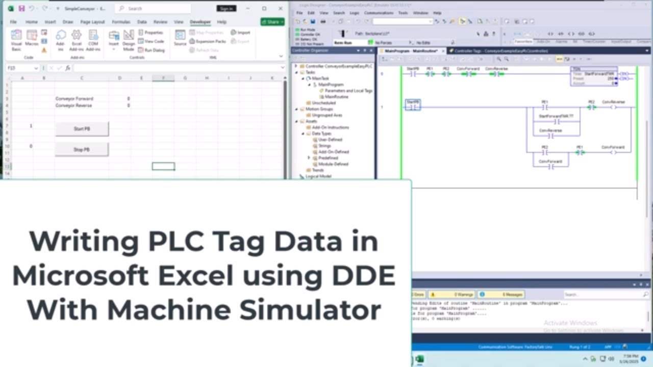 Writing PLC Tag Data in Microsoft Excel using DDE With Machine ...