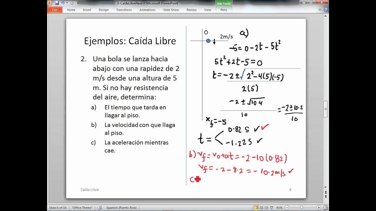Ejemplo-Caida Libre Bola se lanza hacia abajo Part2.wmv - YouTube
