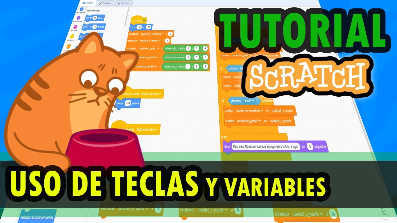 Uso de las teclas con variables | Tutorial Scratch Español - YouTube