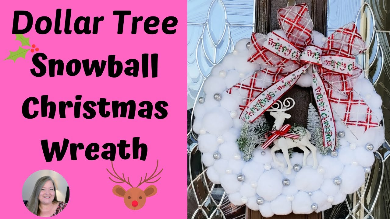 Snowball Christmas Wreath/Dollar Tree Snowball Wreath/How to Make a ...