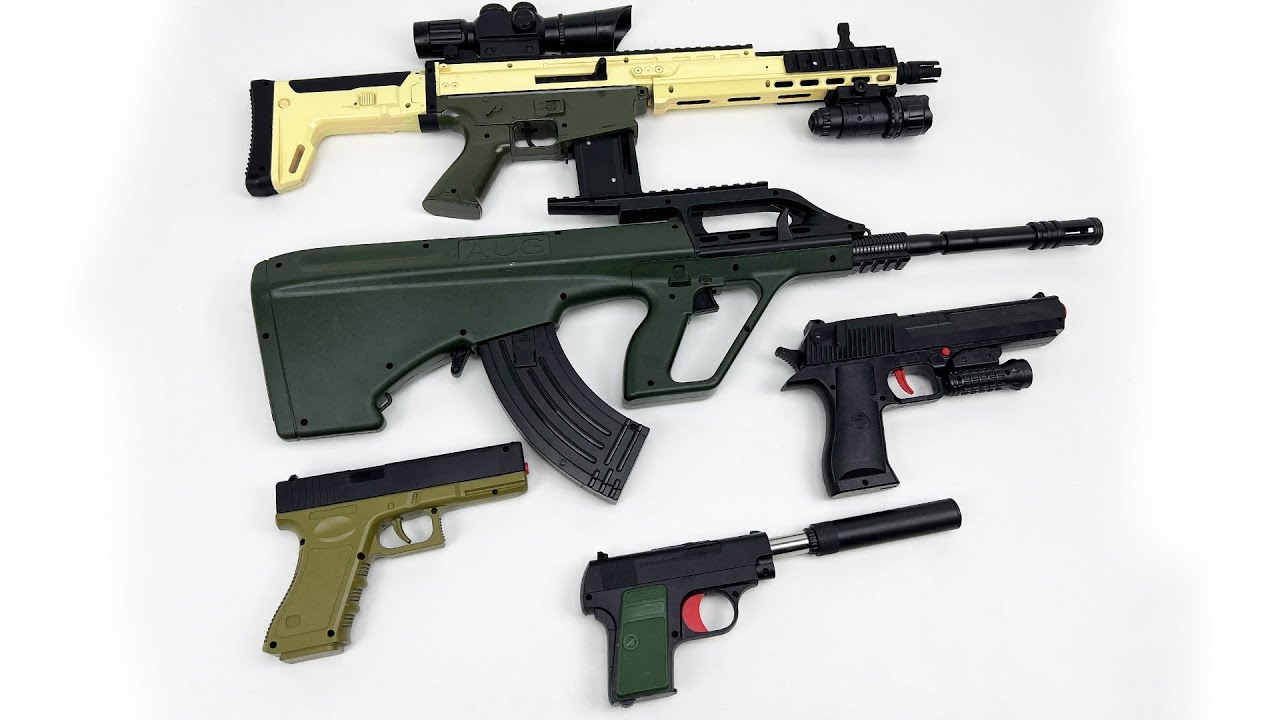 Realistic Toy Gun - Collection Toy Gun ScarL AUG And Pistol - YouTube