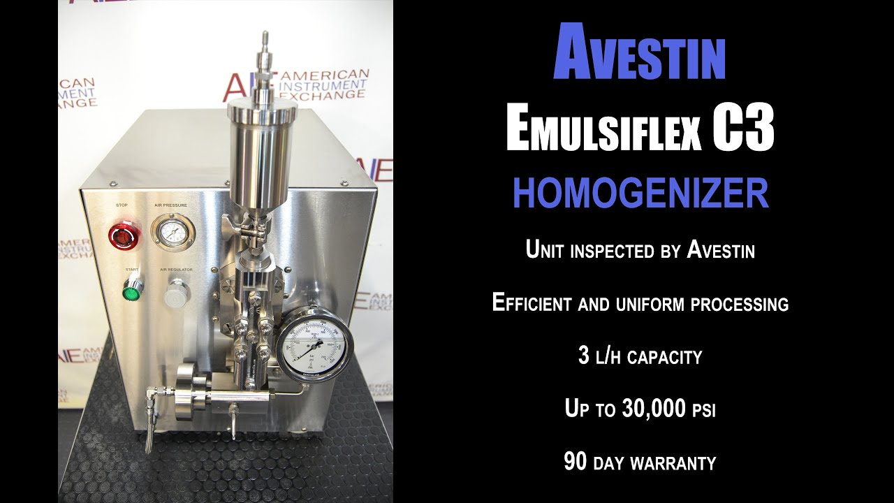 Avestin Emulsiflex C3 homogenizer (1240K CELL DIS) - YouTube