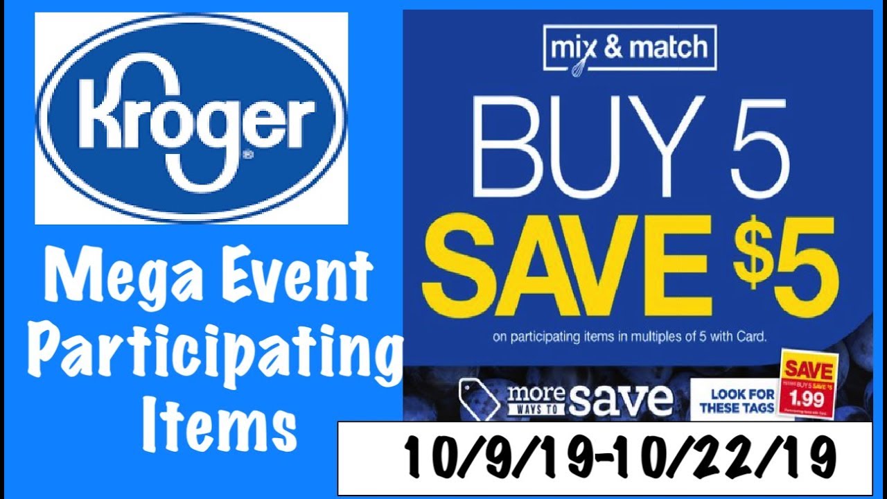 Kroger Mega Event Participating Items List-10/9/19-10/22/19--100's of ...