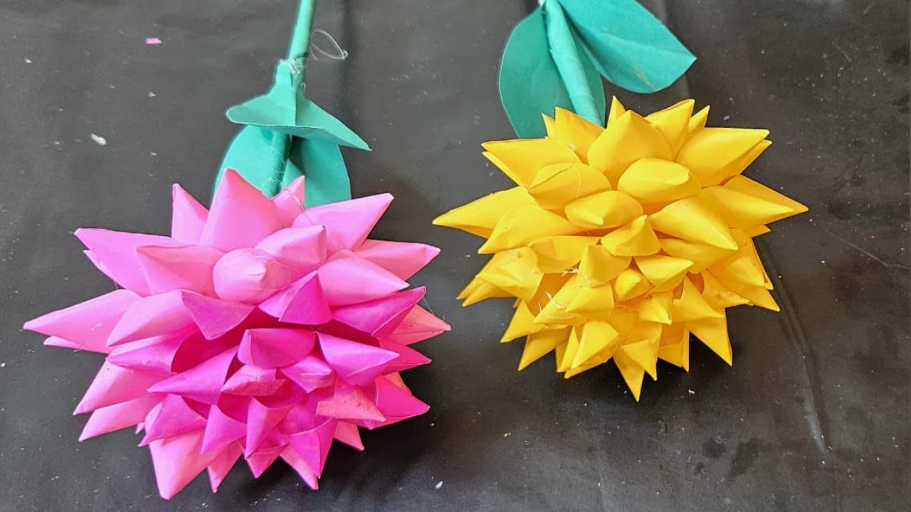 How To Make 3D Color Paper Flower l Amazing Paper Flower Making l Paper ...