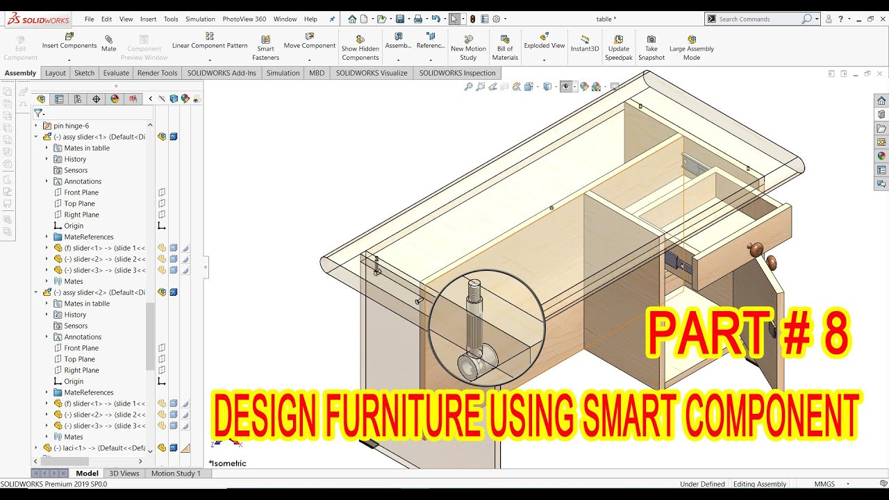 SOLIDWORKS TUTORIAL MEMBUAT SMART COMPONENT - YouTube