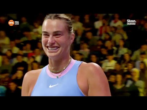 Aryna Sabalenka crying with laughter with Mirra Andreeva - Funny Moment - World Tennis League 2024