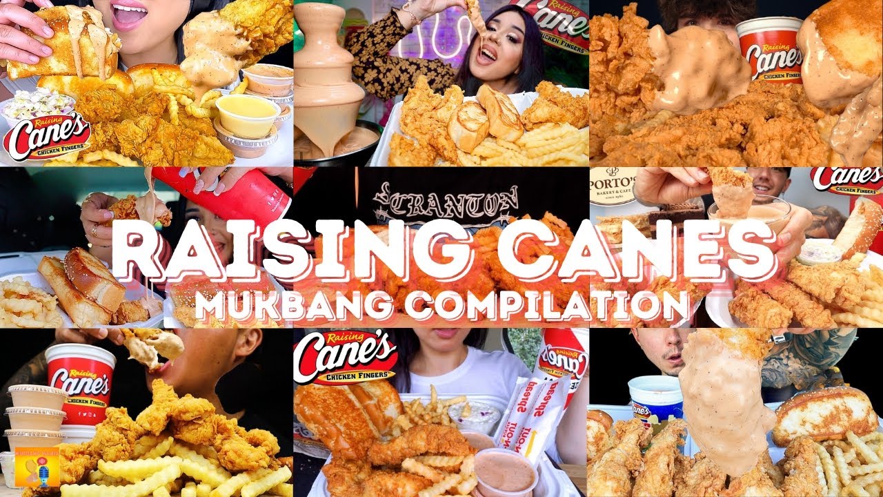 *40 MINS* RAISING CANES CHICKEN MUKBANG *ASMR* COMPILATION | BIG BITES ...