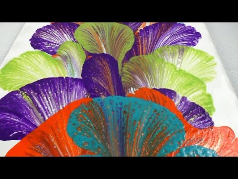 String Pulling Fluid Art - String Pull Acrylic Painting Technique ...