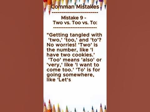 English Grammar Two Vs Too Vs To #learnenglish #englishgrammar - YouTube