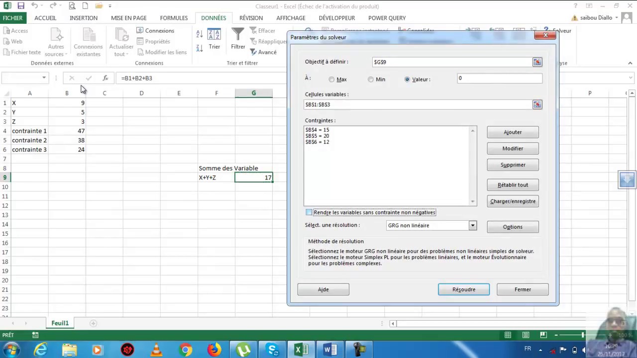 Excel: Comment Resoudre un systeme d'equation avec solveur - YouTube
