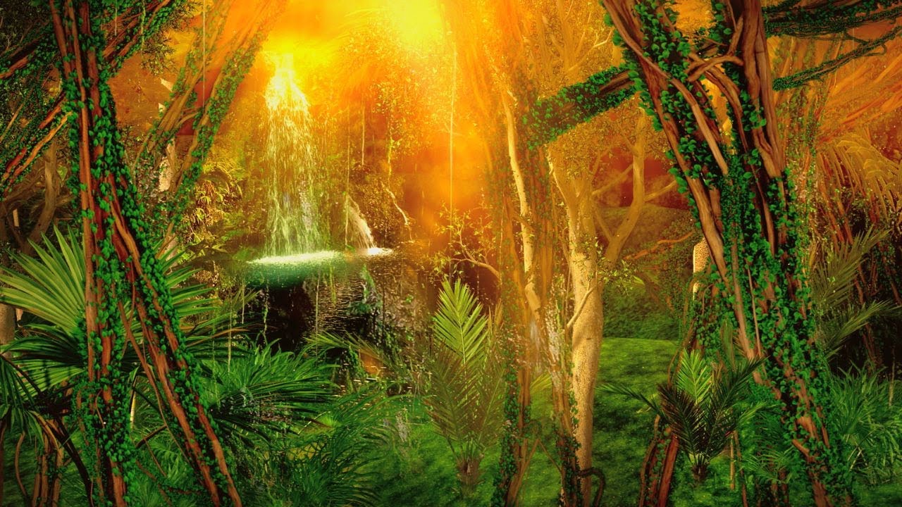 Tropical Rainforest Waterfall | Flute Music Peace & Calm Meditation ...
