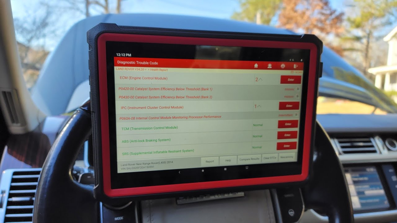 Black 2014 Landrover Range Rover OBD inspector scan tool view ...