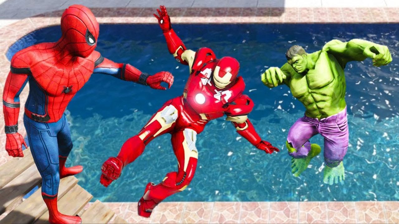 GTA 5 Superhero Jumping Into Water Pool (Superhero Jumps & Ragdolls) #4 ...