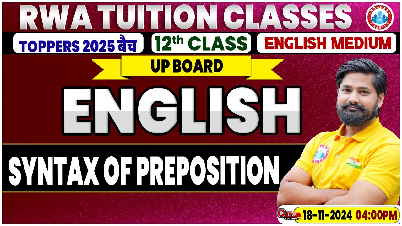 Class 12 English Grammar Syntax of Preposition | 12th English Grammar ...