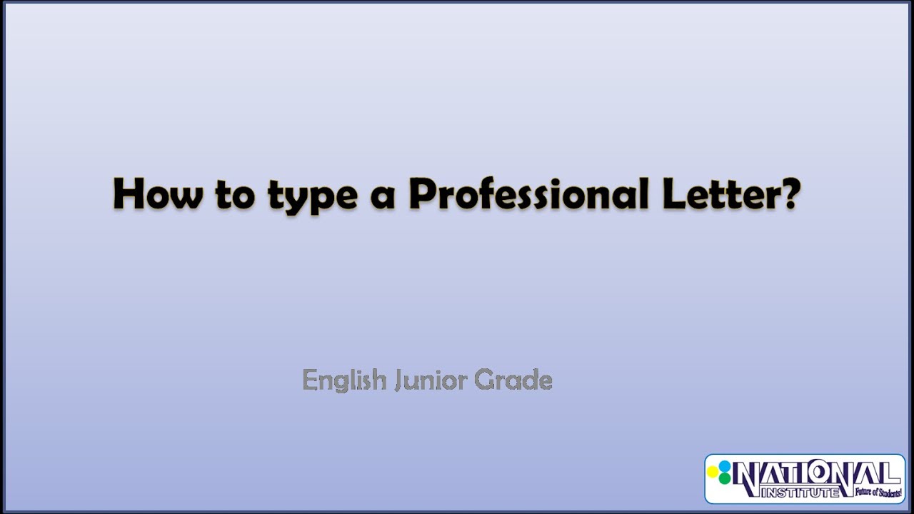 How to type a Professional Letter? Typewriting Junior Grade | National ...