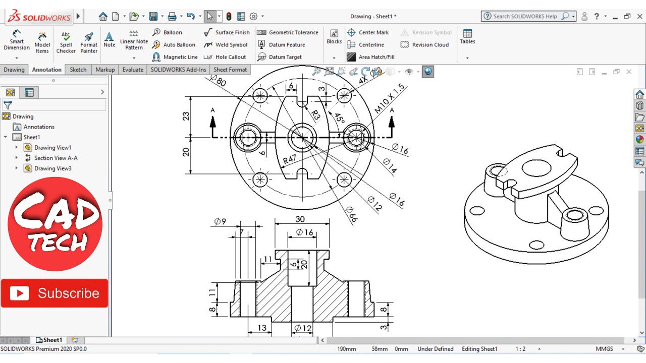 Make Drawing Form Part in Solidwork | SolidWorks Drawing ...