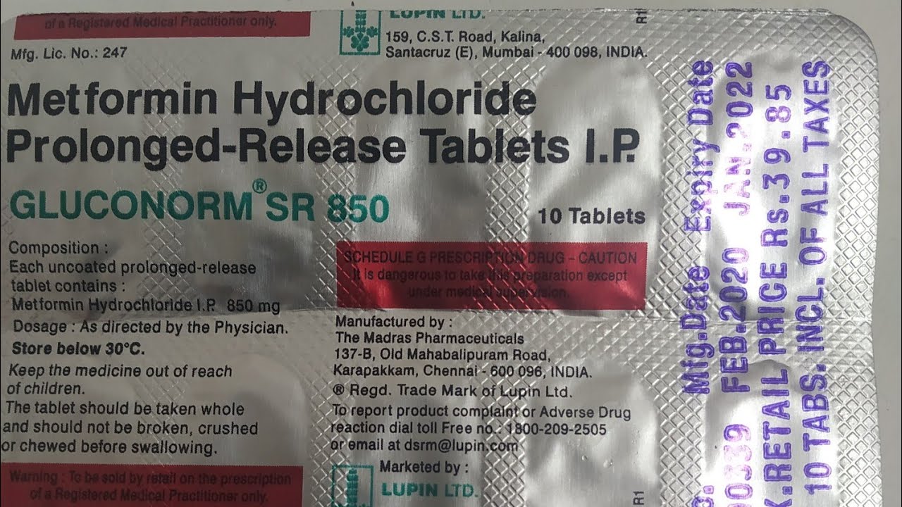GLUCONORM SR 850 tablet uses. Metformin salt. #Gluconorm #diabetes # ...