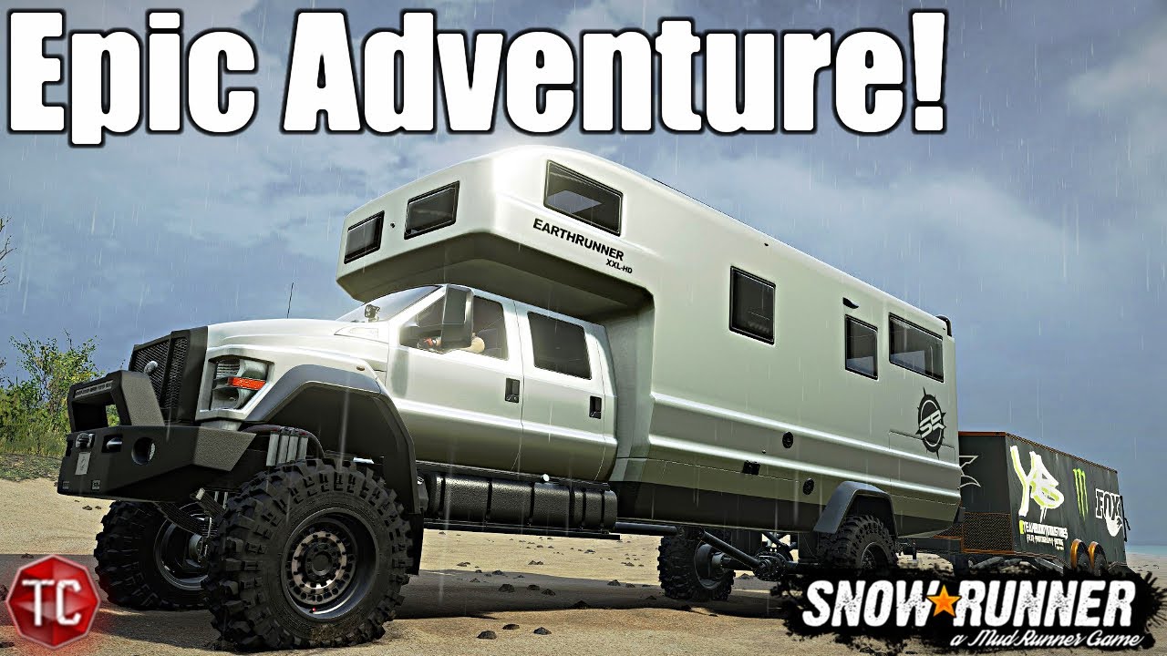 SnowRunner: EARTHROAMER with Trailer vs BEAUTIFUL WILDERNESS TRAILS ...