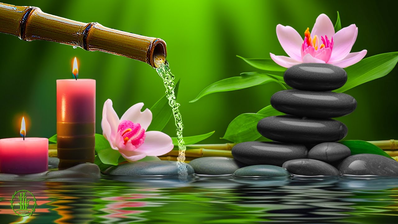 Zen Piano in Bamboo Forest 🌿 Bamboo Water Sound, Deep Sleep, Relieve ...