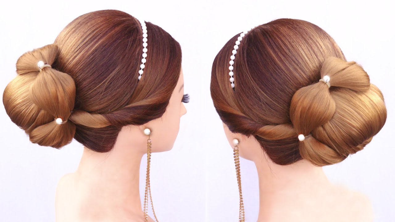 Very Easy Messy Bun Hairstyle For Girls l wedding hairstyles l front ...