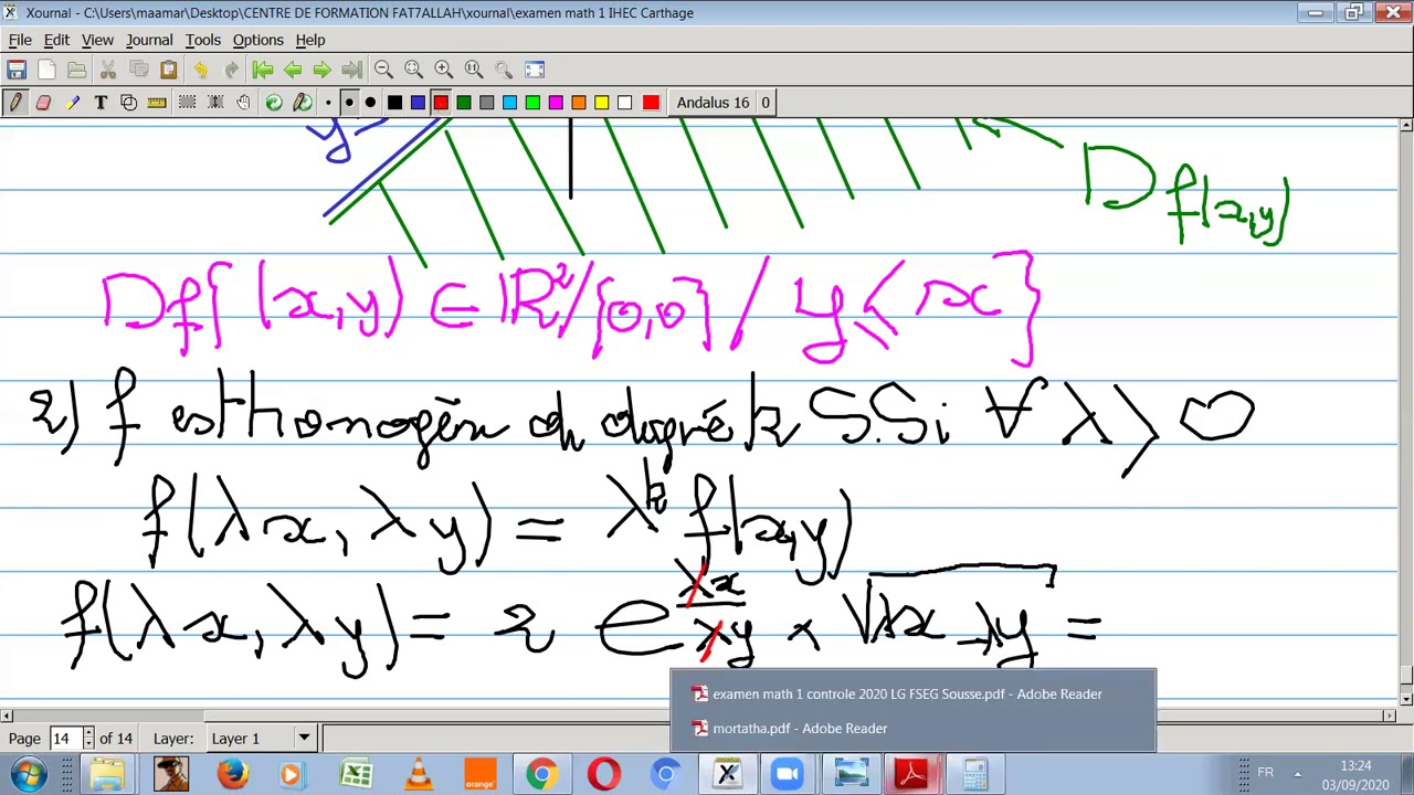 Ex 4 Part 2 Exa Math 1 IHEC Carthage principal 2020 fonction homogène ...