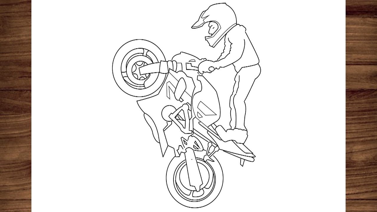 how to draw a rearing motorcycle step by step | for starters - YouTube
