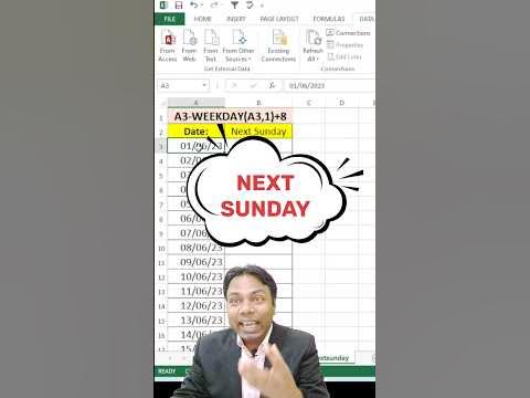Excel Formula: Get Next Sunday Date from Given Date (Quick Tutorial) #excel #shorts - YouTube