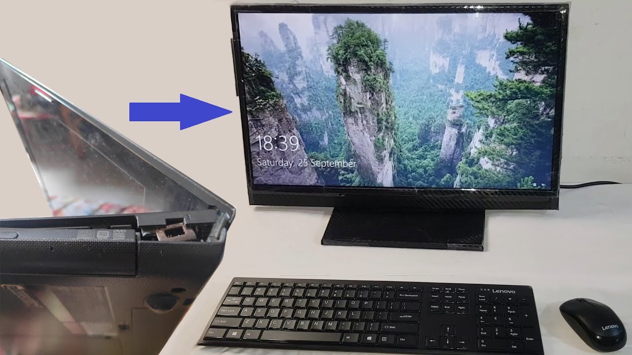 Transform a broken laptop into an All-in-One desktop PC - एक टूटे हुए ...