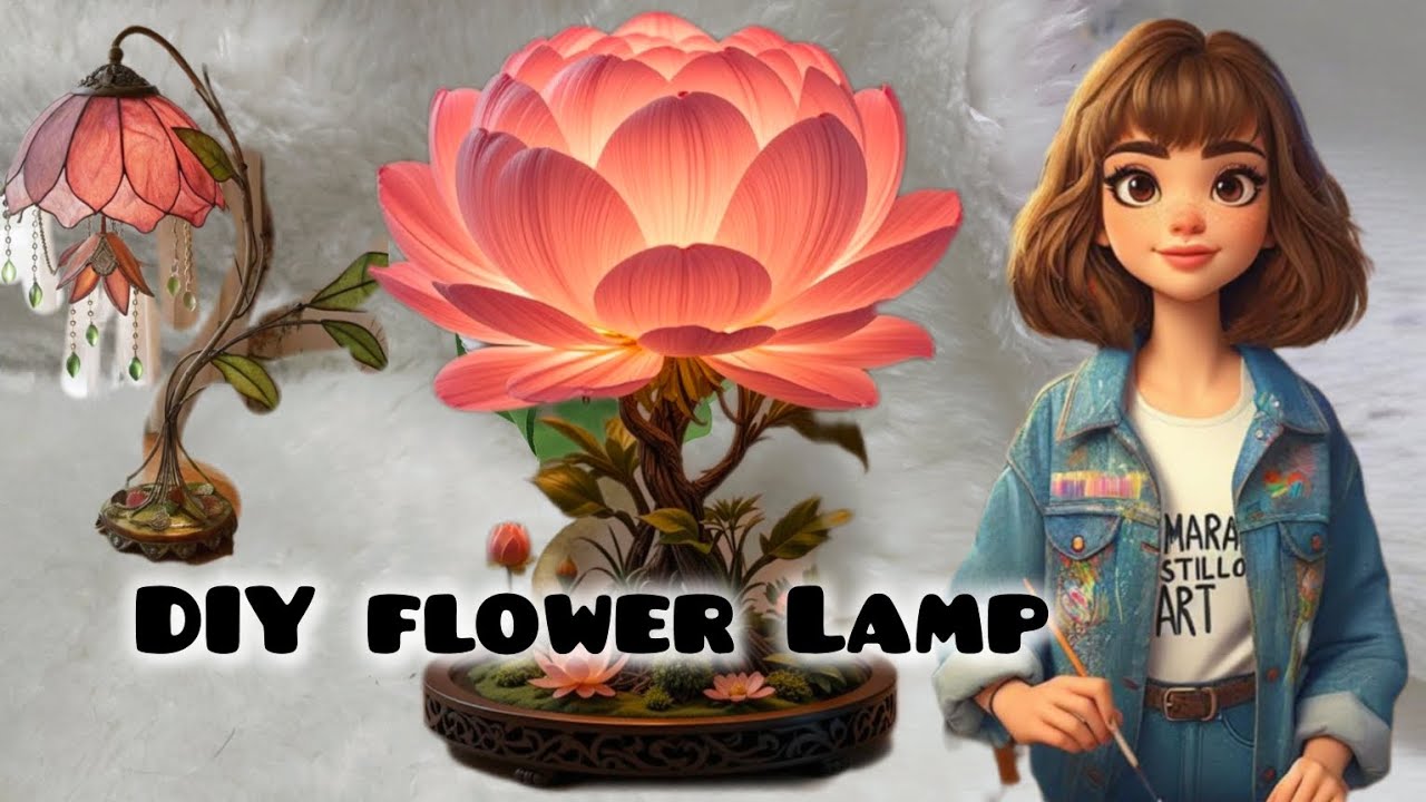 DIY Flower Lamp/ Flower Lamp step by step tutorial/ how to make a ...