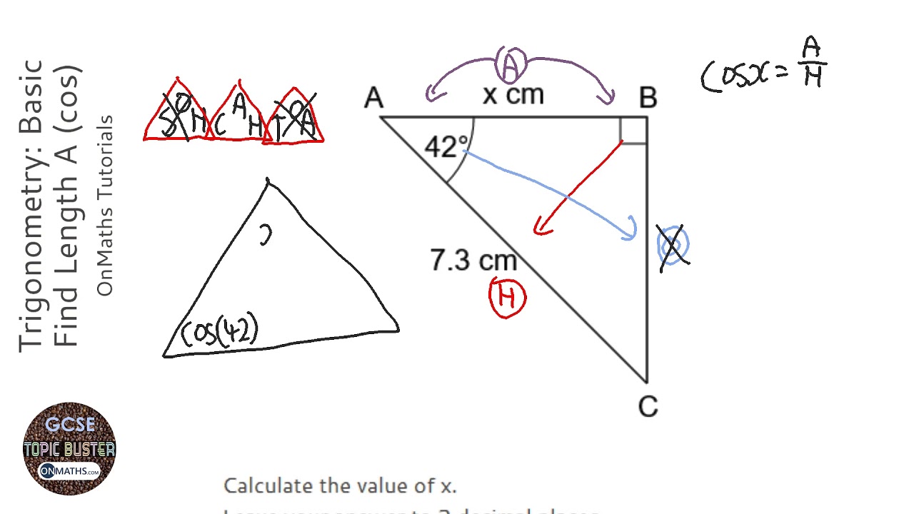 Trigonometry: Basic Find Length A (cos) (Grade 5) - OnMaths GCSE Maths ...