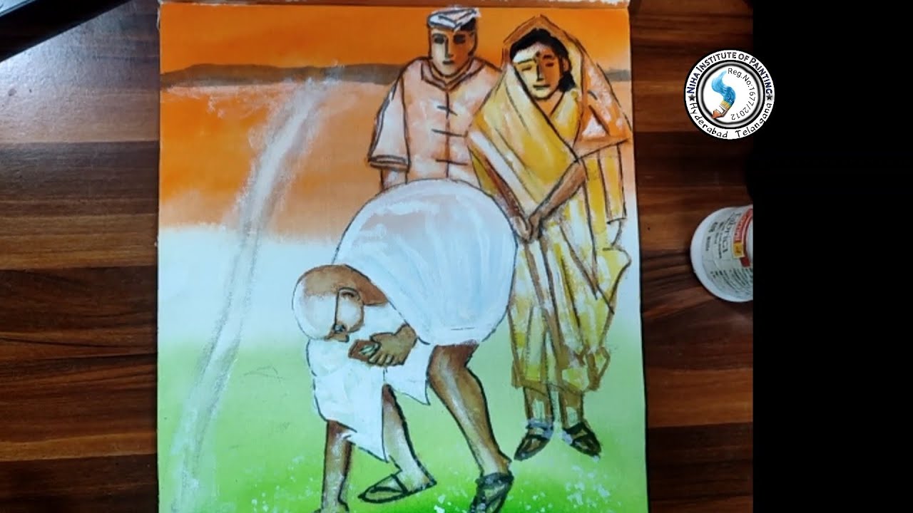 gandhi salt satyagrah acrylic painting by padmasali arts - YouTube