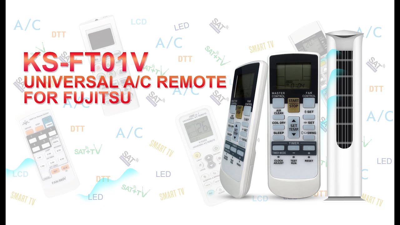 Air Conditioner Remote Control Universal for Fujitsu KS-FT01V. - YouTube